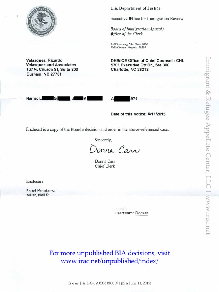 BIA Appeal Decision: Velasquez Case | PDF