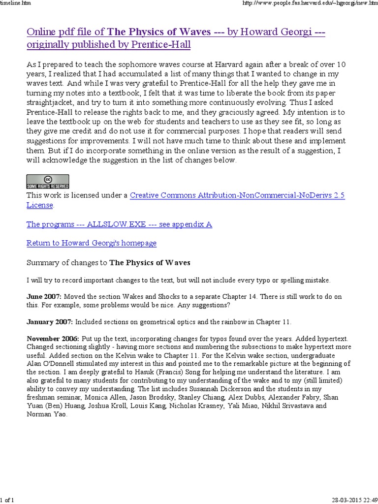 Online PDF File of The Physics of Waves - by Howard Georgi - Originally ...