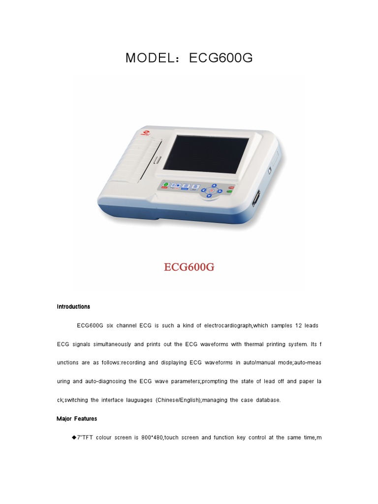Electrocardiografo Contec ECG600G Veterinary | PDF