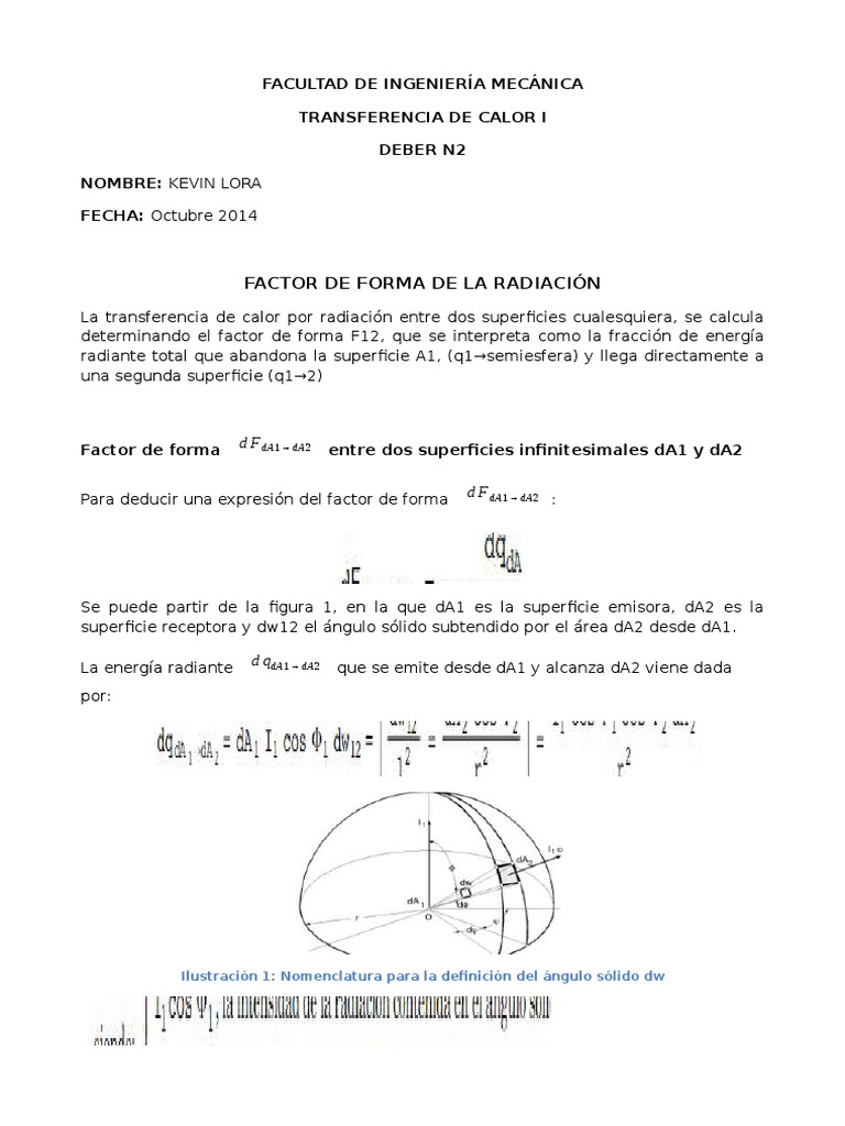 Factor de Forma Radiacion | Descargar gratis PDF | Transferencia de ...