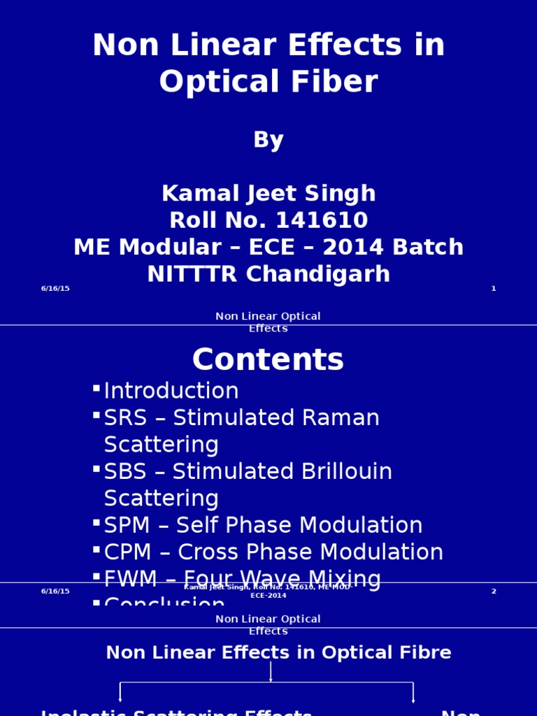 Non Linear Effects in Optical Fiber | PDF | Atomic | Electromagnetic ...