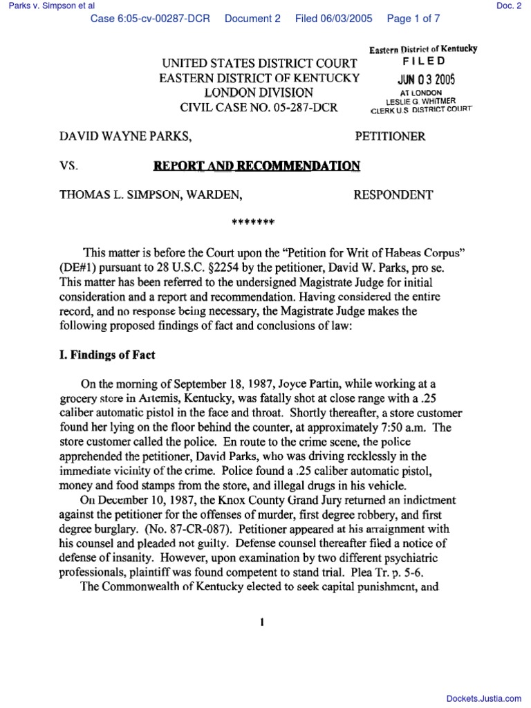 Parks v. Simpson Et Al - Document No. 2 | PDF | Plea | Wisconsin ...