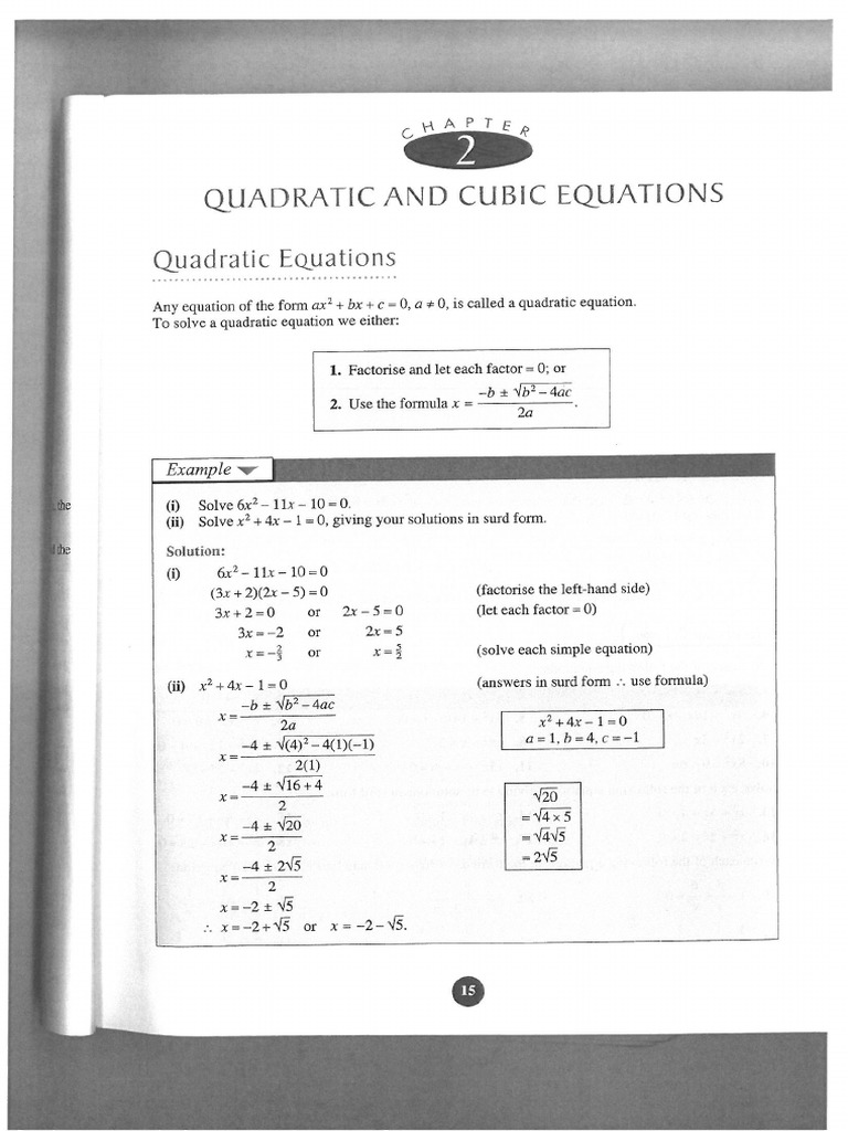 Quadratic and Cubic Equations | PDF