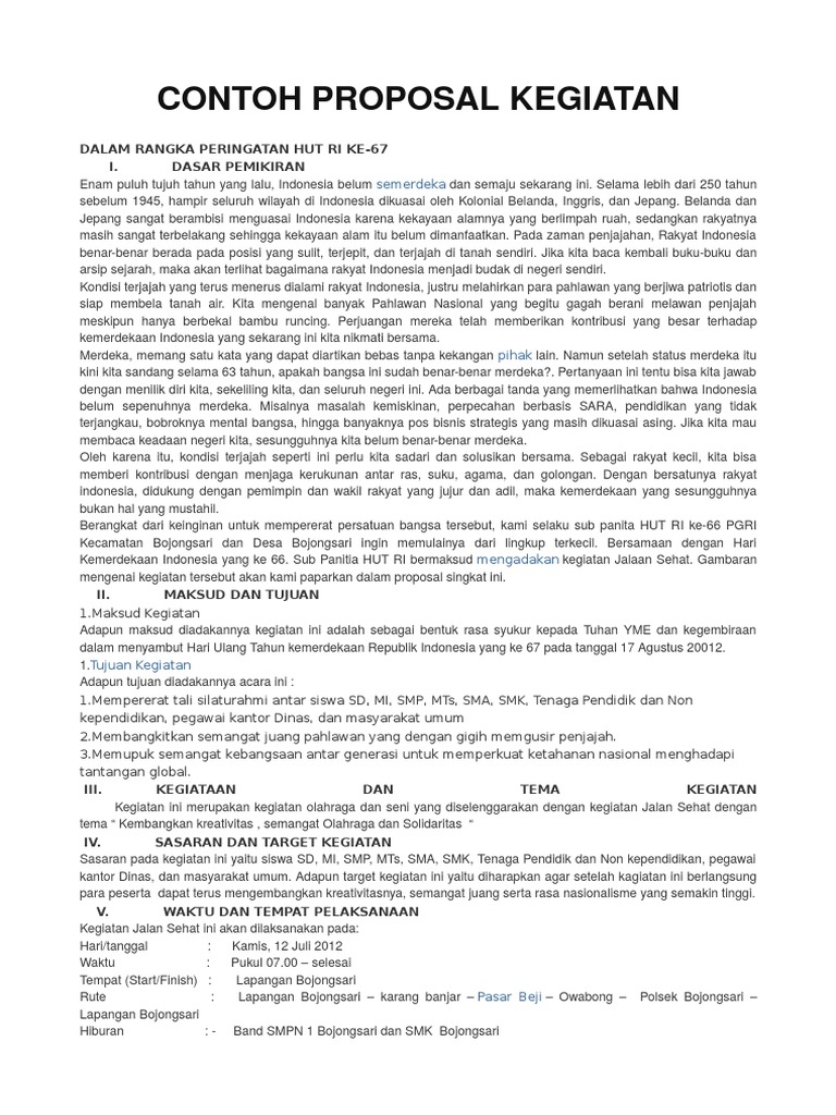 Contoh Proposal Kegiatan | PDF