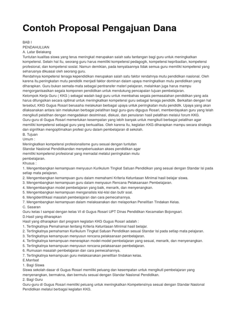 Contoh Proposal Pengajuan Dana | PDF