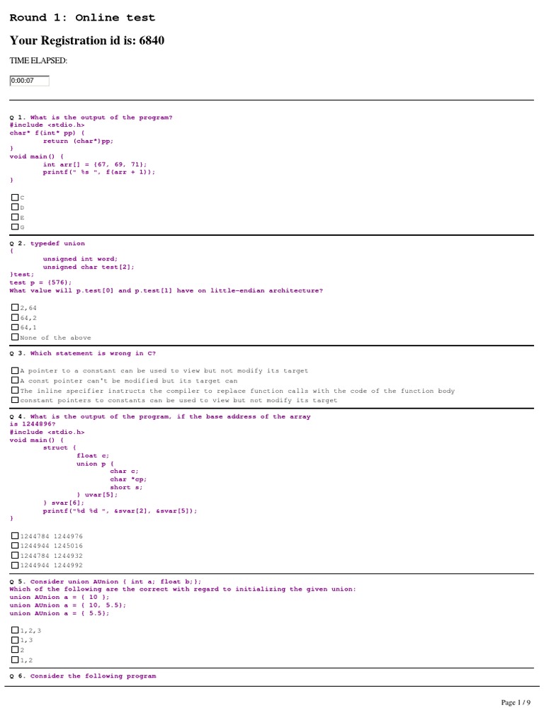 Online Programming Test Results and Analysis | PDF | C (Programming ...
