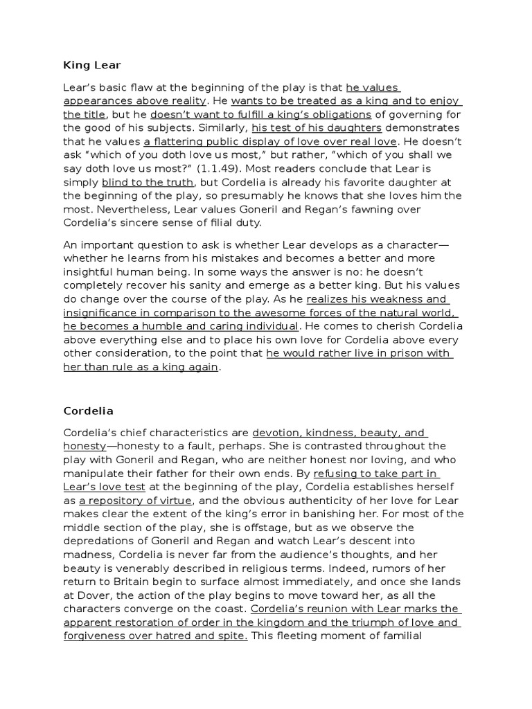 Characters Analysis | PDF | King Lear