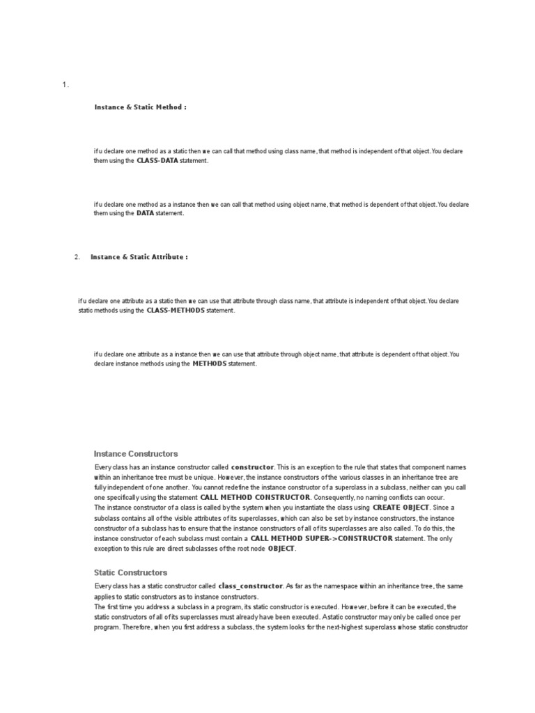 Ooabap Interview Questions Pdf Class Computer Programming Method Computer Programming 