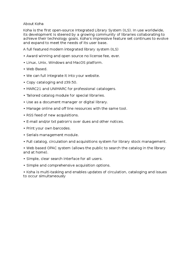 An Introduction to Koha: A Comprehensive Open Source Integrated Library System | PDF ...