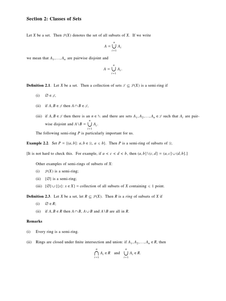 Classes of Sets | PDF | Topology | Geometry