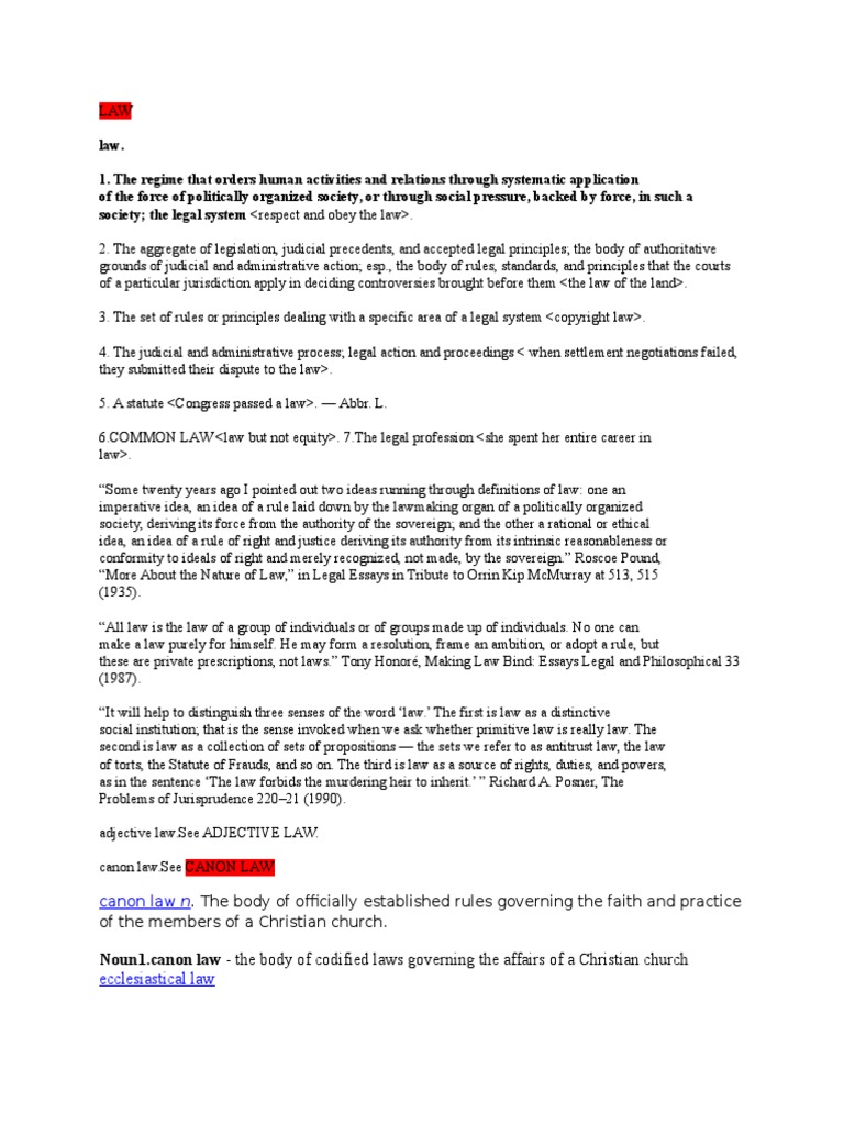 Noun1.canon Law - The Body of Codified Laws Governing The Affairs of A ...