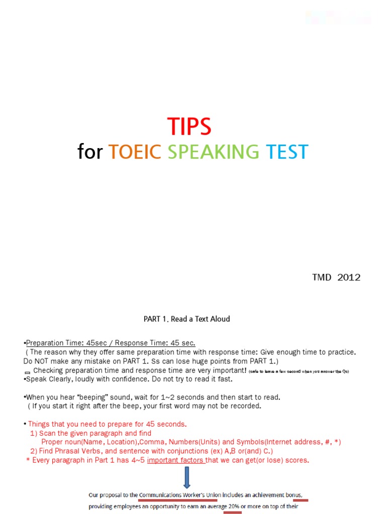 Toeic Speaking | Rules | Linguistics
