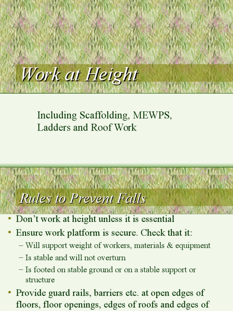 Guidelines for Working at Height Safely: Preventing Falls from ...