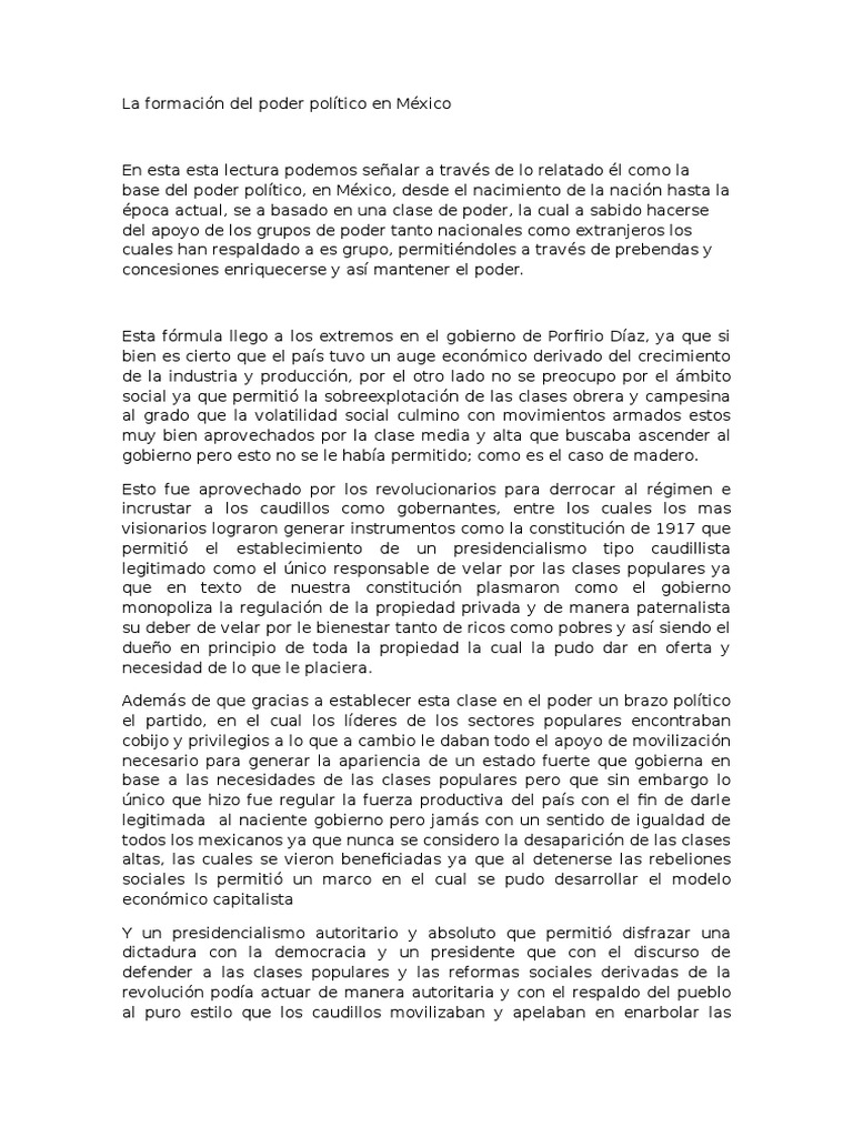 Formación del poder político en México | PDF | México | Gobierno