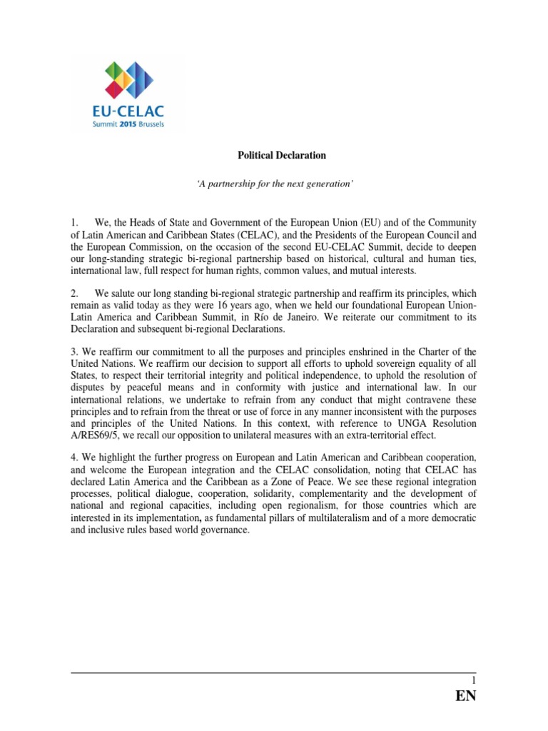 A Partnership For The Next Generation': Political Declaration | PDF ...