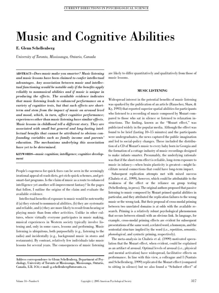 Music and Cognitive Abilities | PDF | Priming (Psychology) | Wechsler ...