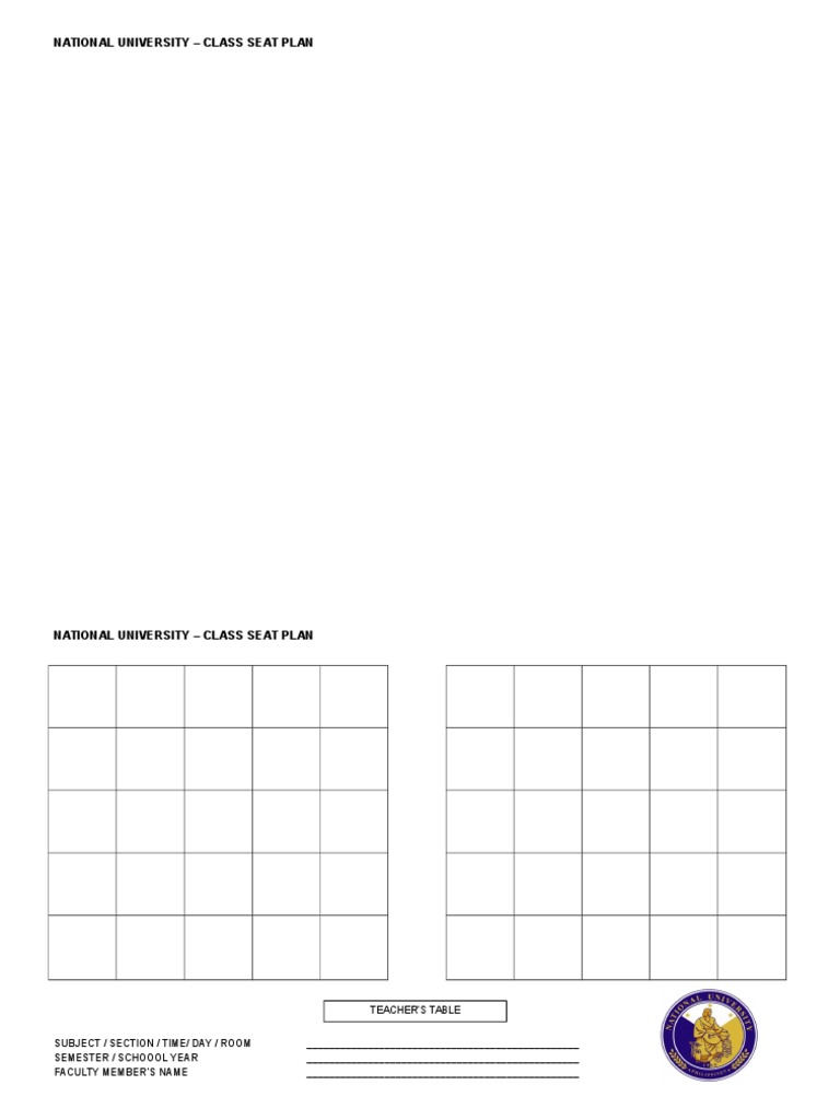 National University - Class Seat Plan | PDF | Foreign Language Studies