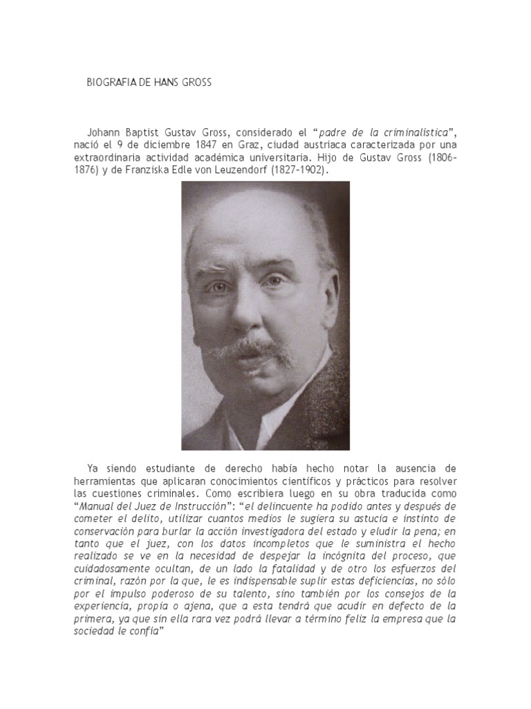 Biografia de Hans Gross | PDF | Science | Ciencia (general)