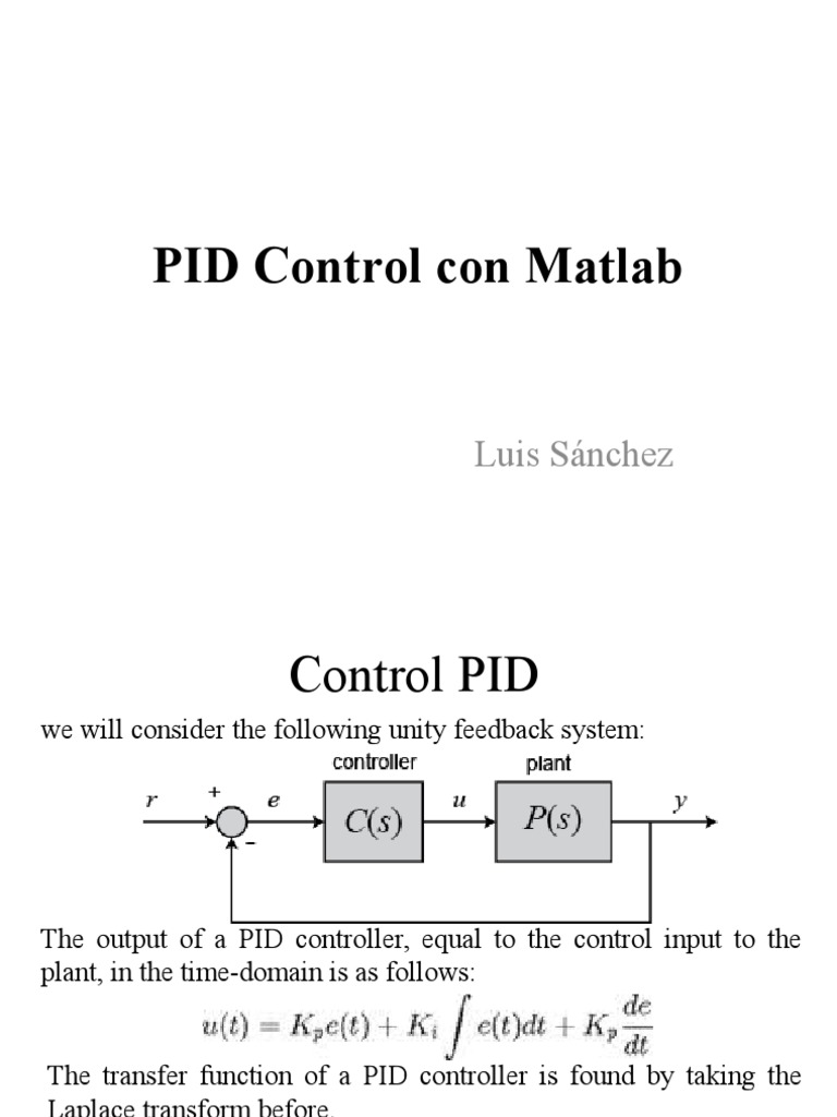 PID Control Con Matlab: Luis Sánchez | PDF | Electromagnetism | Applied Mathematics