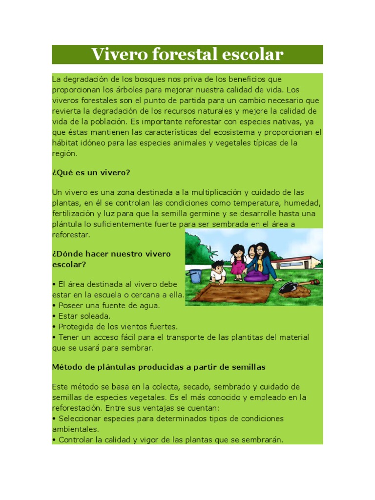 Vivero Forestal Escolar | PDF | Los bosques | Siembra
