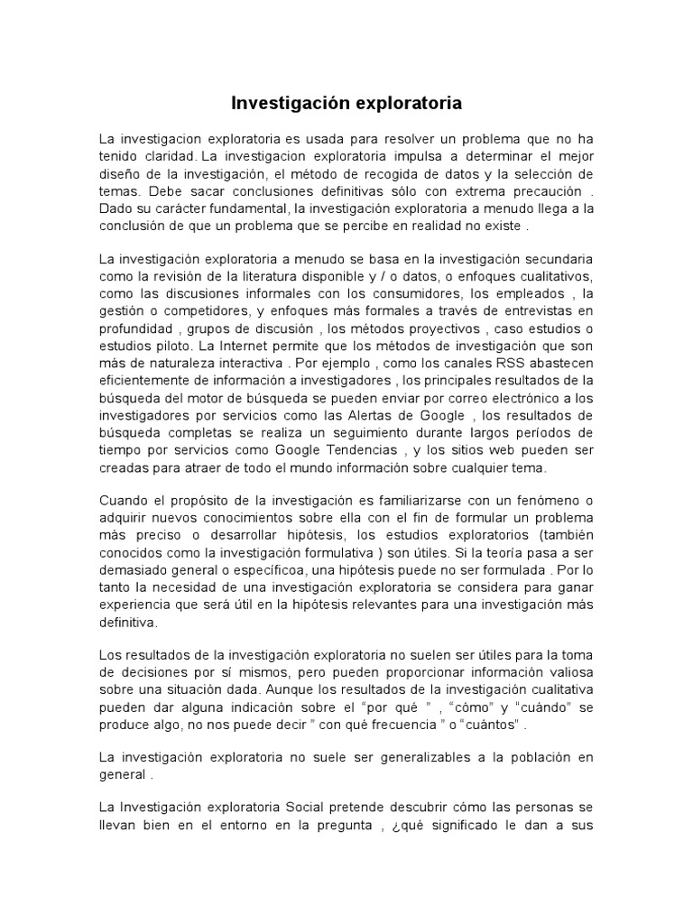 Investigación Exploratoria | PDF | Investigación cualitativa | Hipótesis