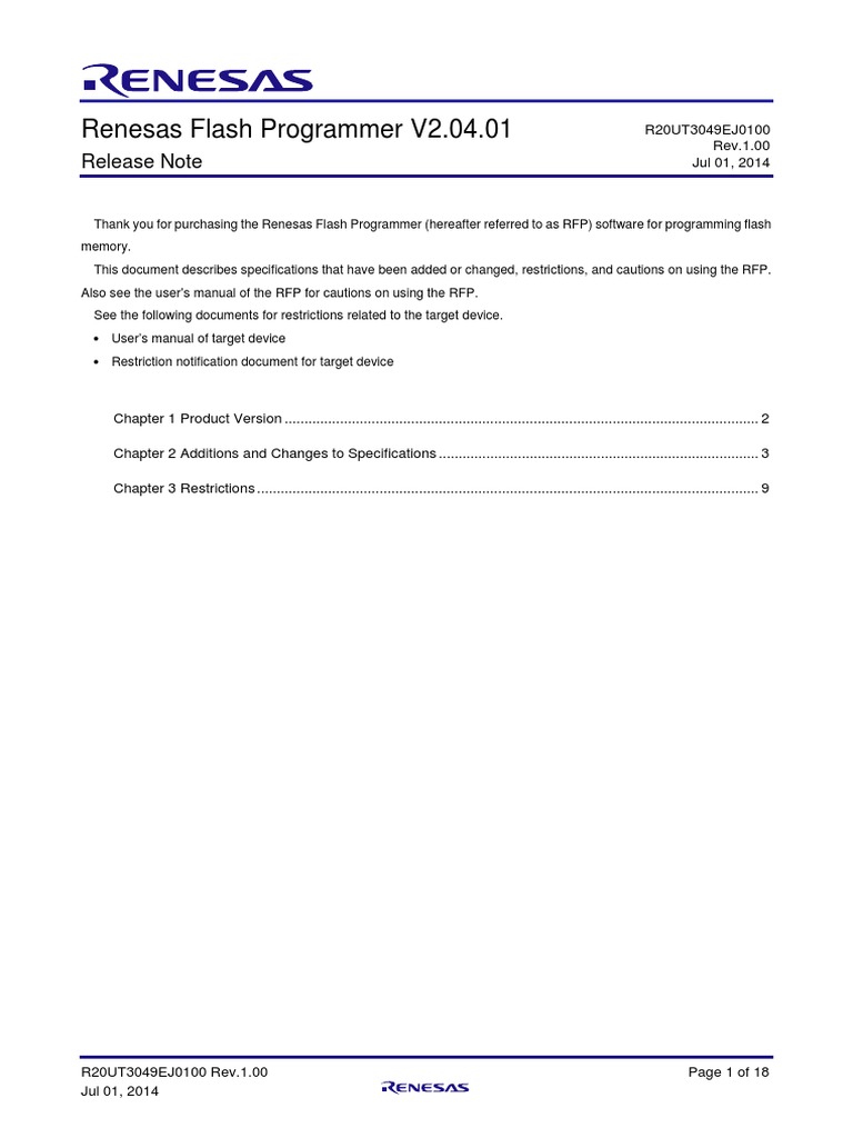 Renesas Flash Programmer Package V20401 Free | PDF | Microcontroller | Flash Memory
