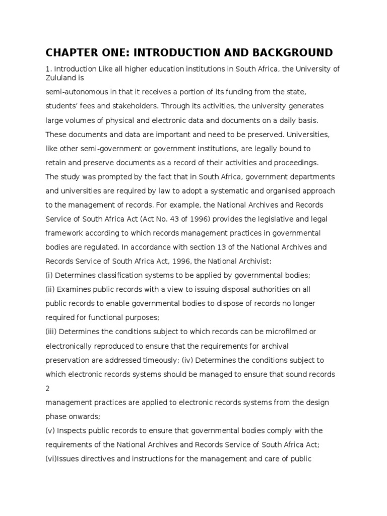 Chapter One: Introduction and Background | PDF | Records Management ...