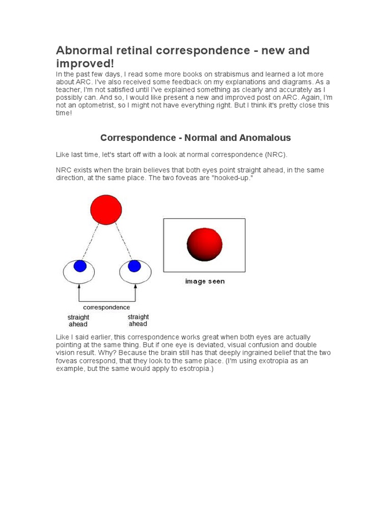 Abnormal Retinal Correspondence | PDF | Vision | Senses