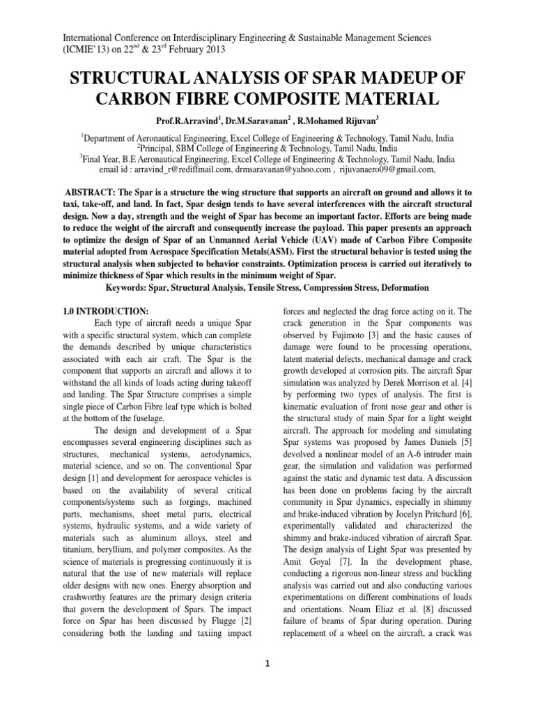 Structural Analysis of Spar Madeup of Carbon Fibre Composite Material ...