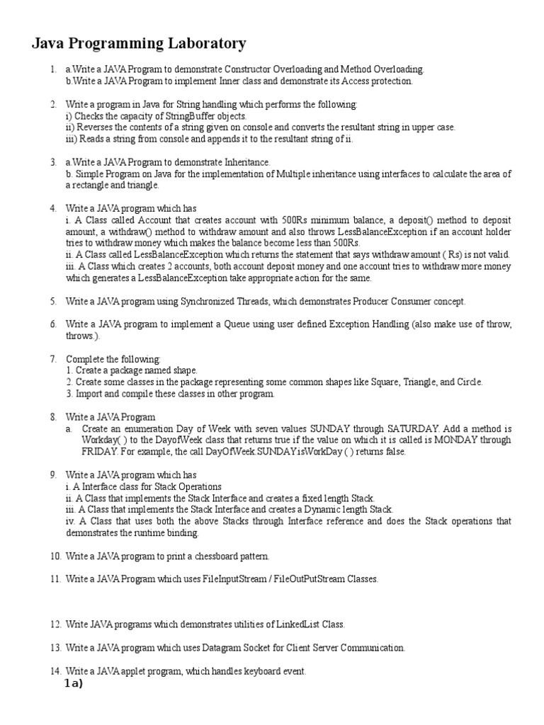 JAVA Lab Sorce Codes | PDF | Method (Computer Programming) | Java ...