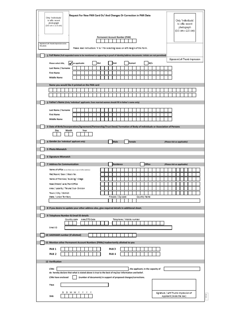 PAN Change Request Form | PDF