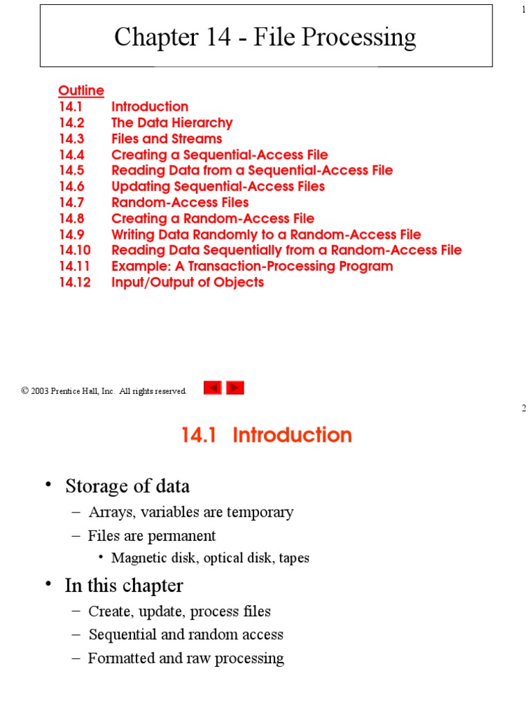 Chapter 14 - File Processing: 2003 Prentice Hall, Inc. All Rights ...