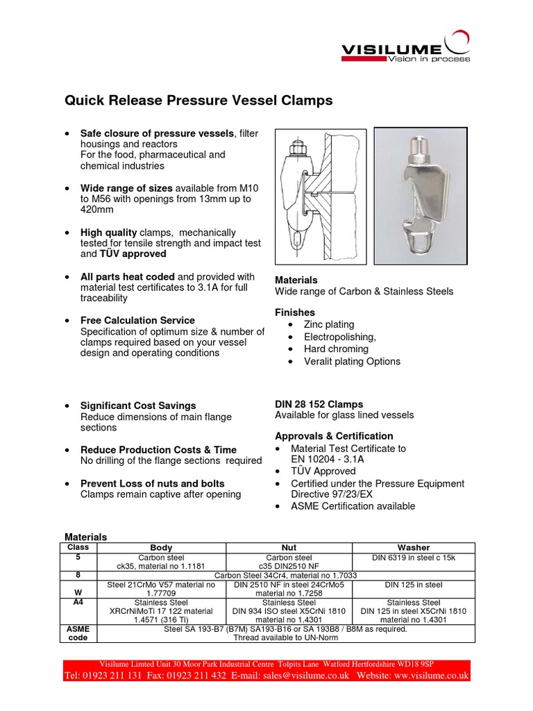 Quick Release Pressure Vessel Clamps: Safe Closure Solutions for the ...