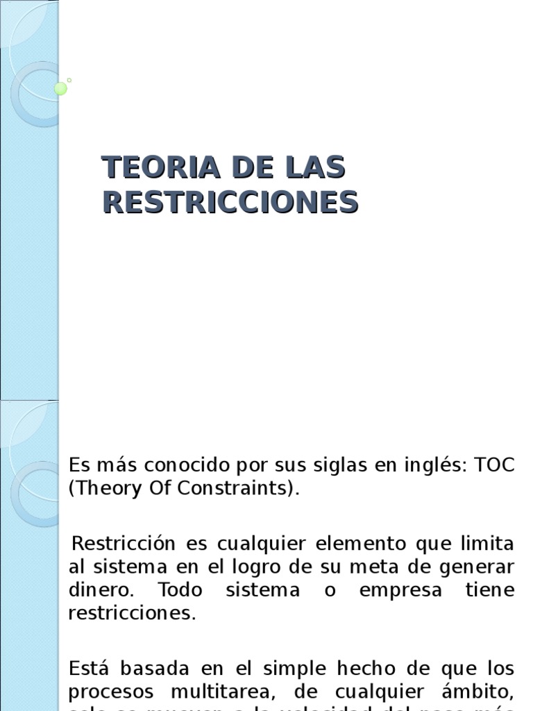 TEORIA DE LAS RESTRICCIONES Presentacion | PDF