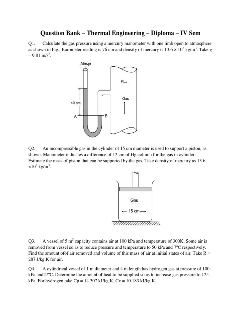 Thermal Engineering Question Bank IV Sem | PDF | Heat | Entropy