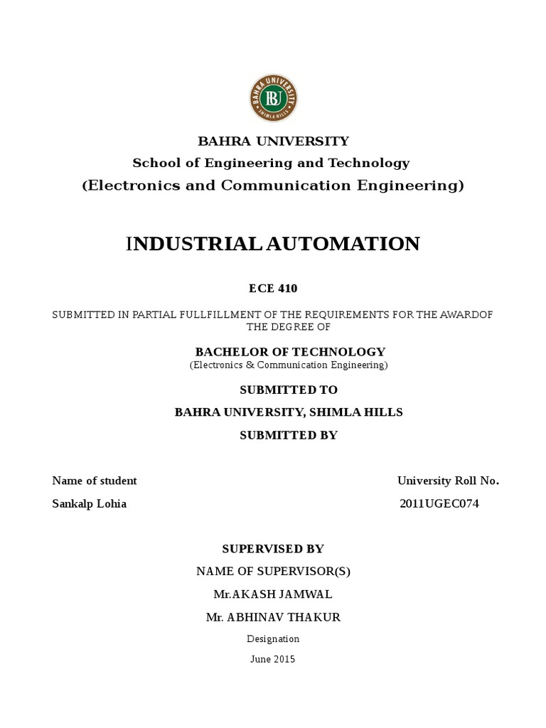 Industrial Automation Thesis | PDF | Technology & Engineering