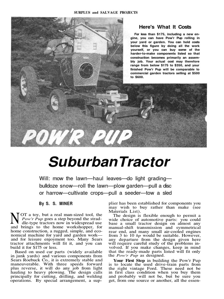 Build a backyard tractor for under $175 | PDF