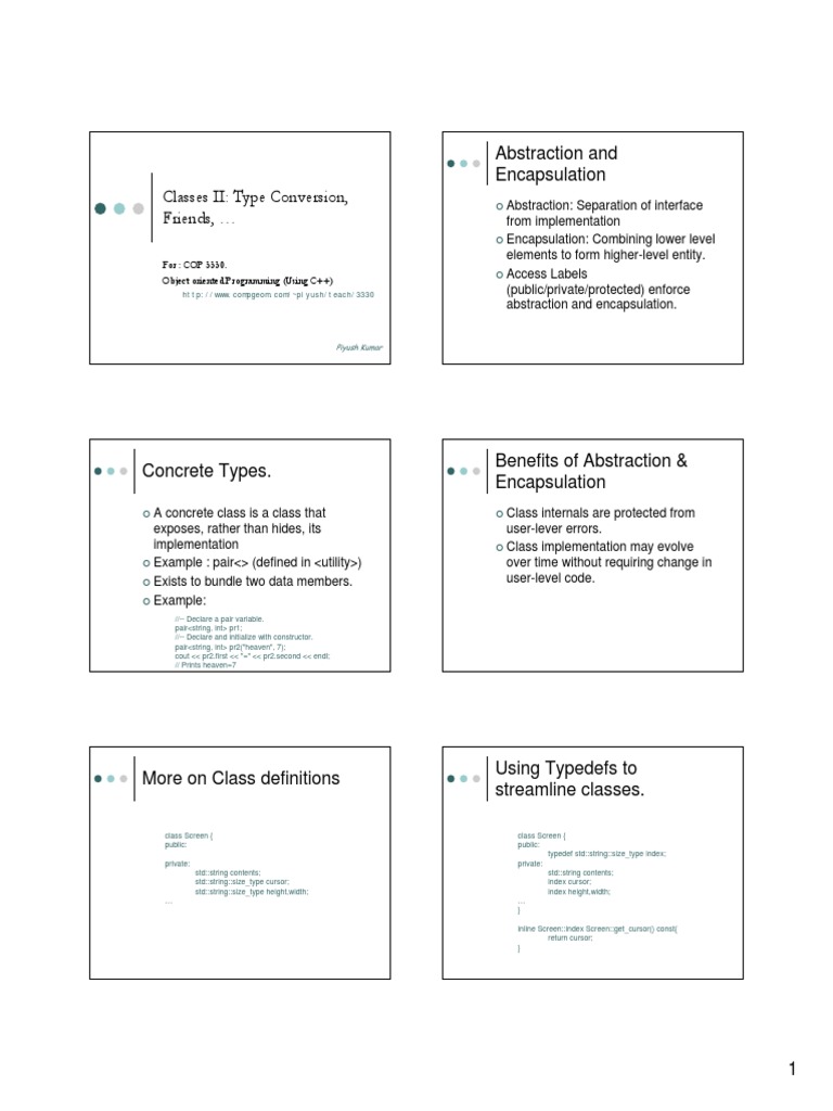 Abstraction And Encapsulation Classes Ii Type Conversion Friends Pdf Class Computer