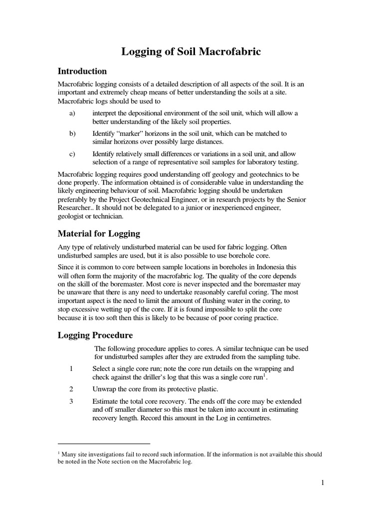 Soil Fabric Logging | PDF | Soil | Geology