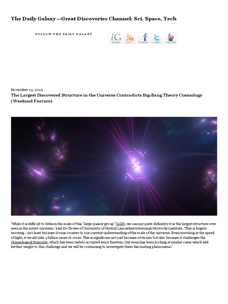 The Largest Discovered Structure in The Universe Contradicts Big-Bang ...