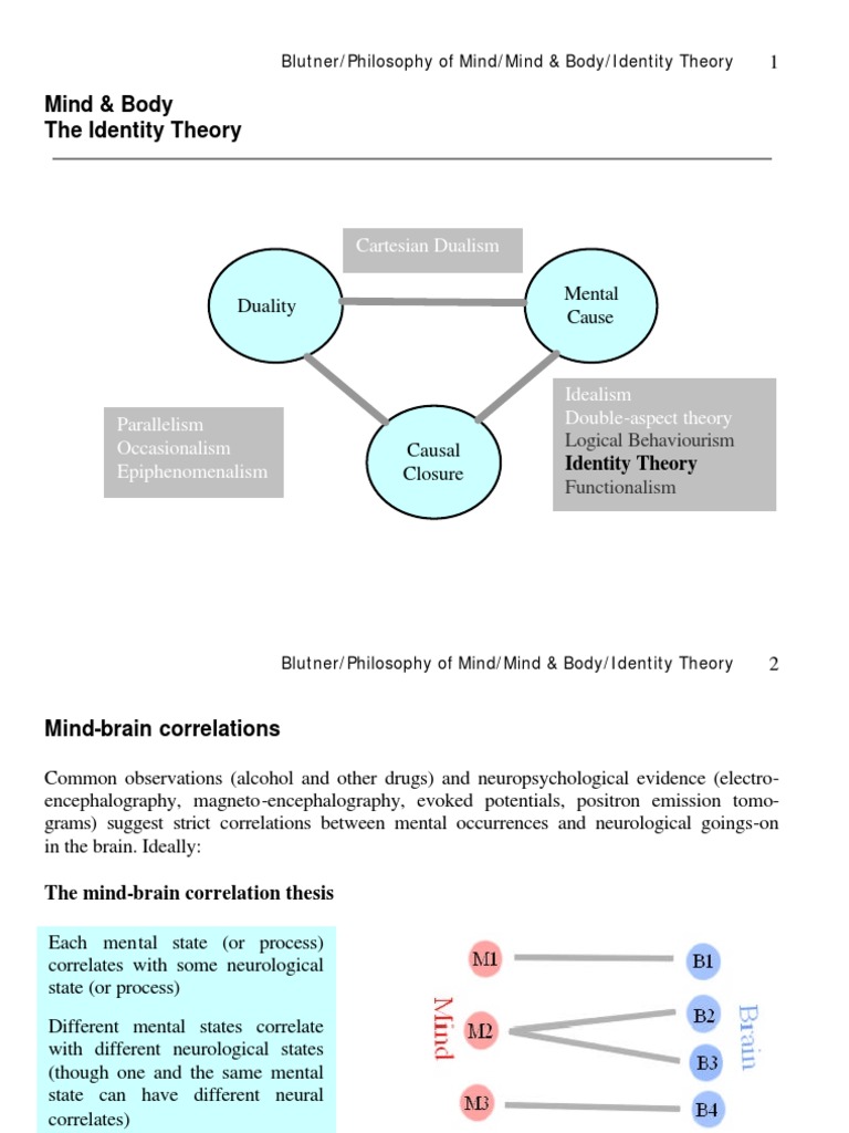 Mind & Body The Identity Theory: Cartesian Dualism | PDF | Philosophy ...