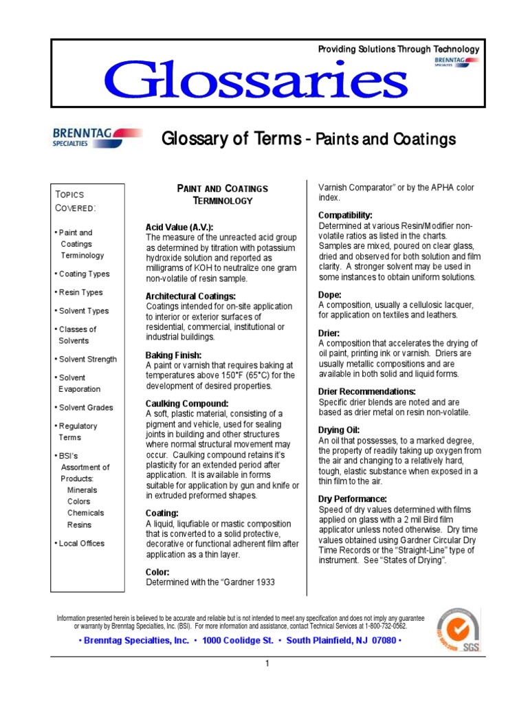 Glossary Paints and Coatings | PDF | Varnish | Paint