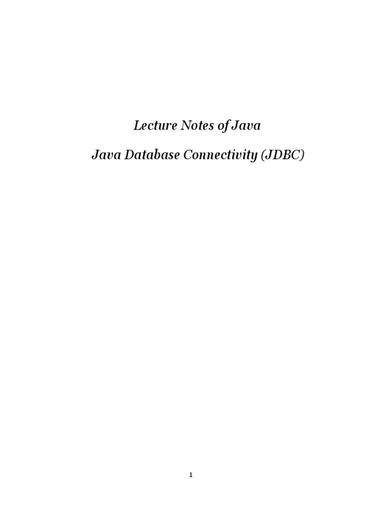 Lecture Notes Of Java Java Database Connectivity Jdbc Download Free Pdf Databases Sql