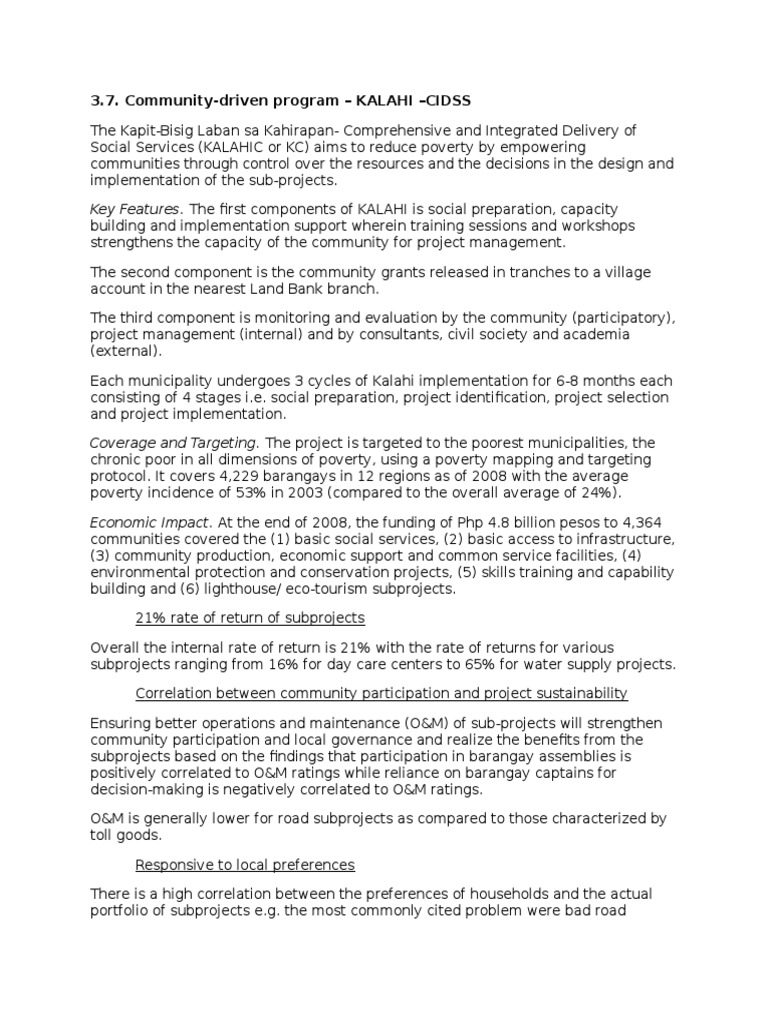 3.7. Community-Driven Program - KALAHI - CIDSS | PDF | Social ...