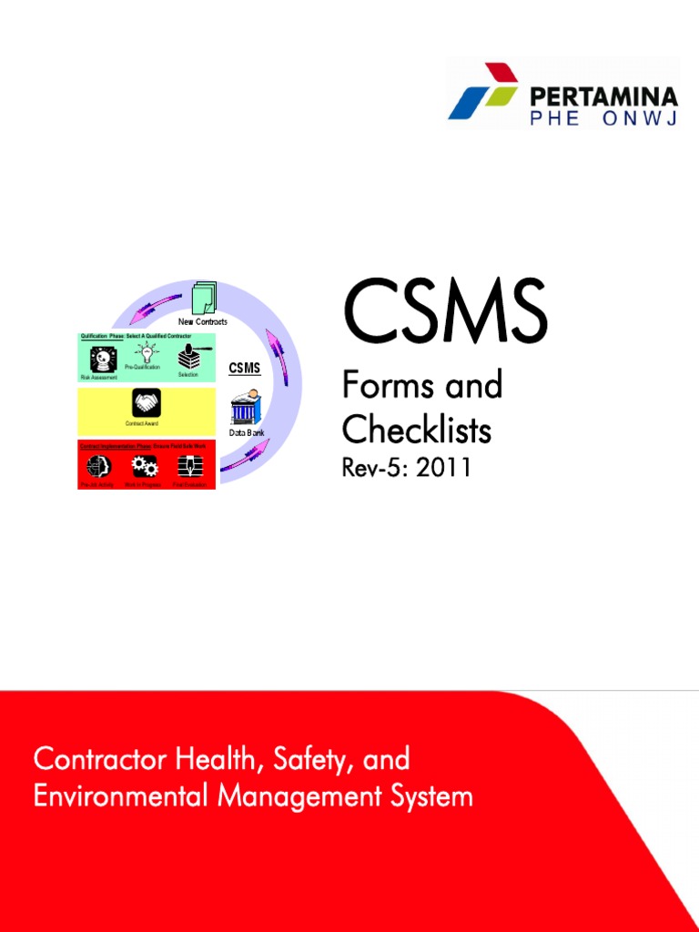 CSMS Rev5 PHE ONWJ Forms Checklist Final 2011 (Bag 2) | PDF | Personal ...