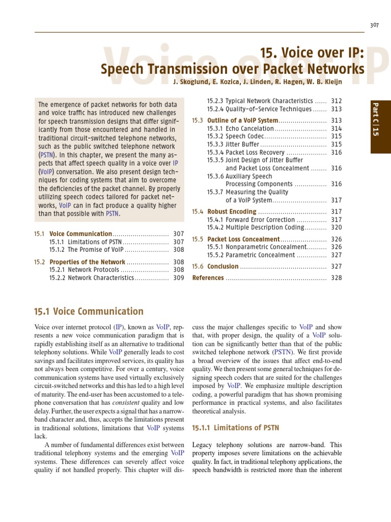 Voice Over IP: Speech Transmission Over Packet Networks | PDF | Voice ...