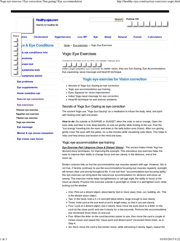 Yoga Eye Exercise - Eye Correction - Sun Gazing - Eye Accommodation ...