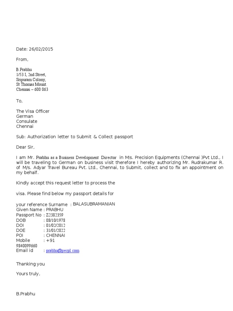Authorisation Letter For GERMAN | Travel Visa | International Relations