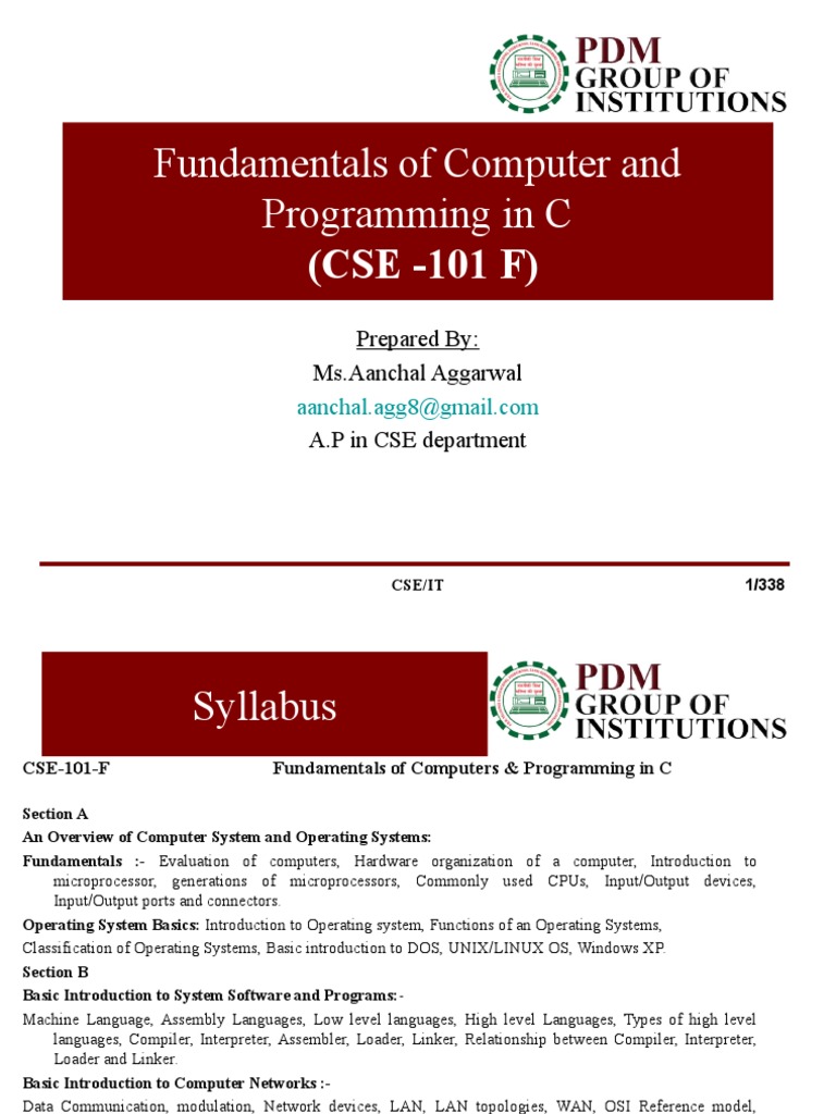 Fundamentals of Computer and Programming in C: (CSE - 101 F) | Download Free PDF | Library ...