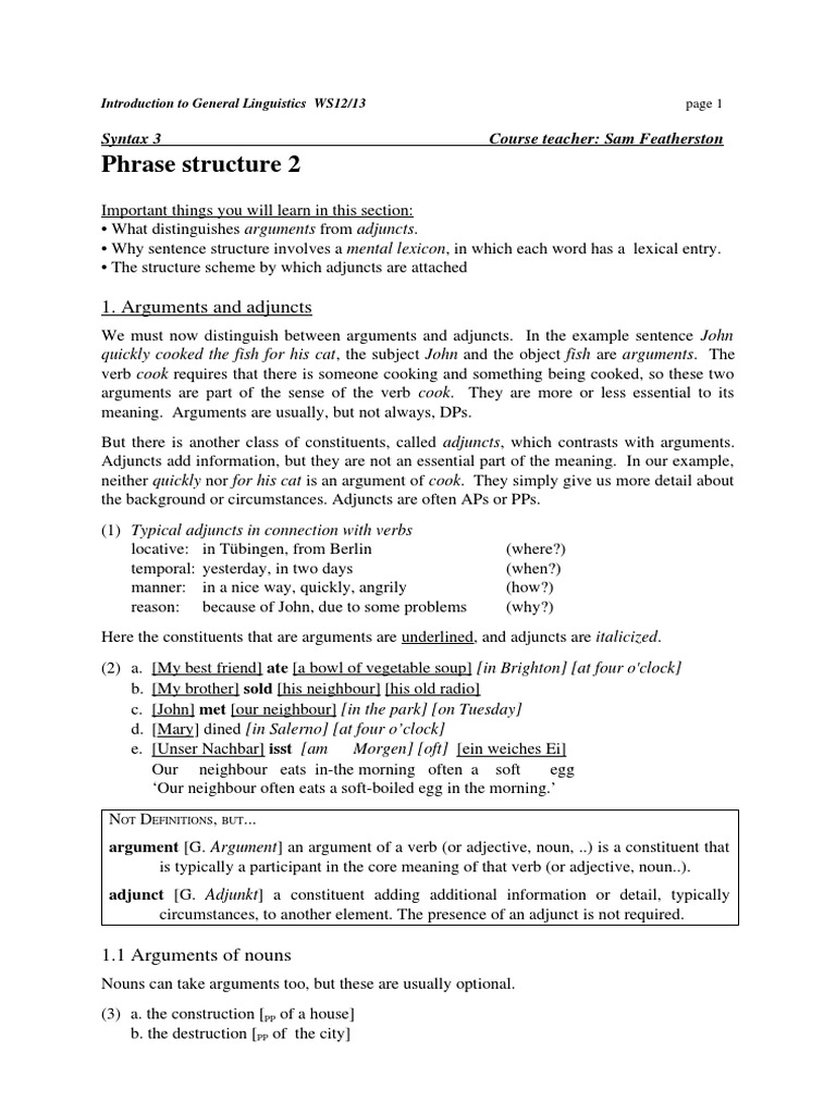 Introduction To General Linguistics (Syntax) | PDF | Lexical Semantics | Phrase